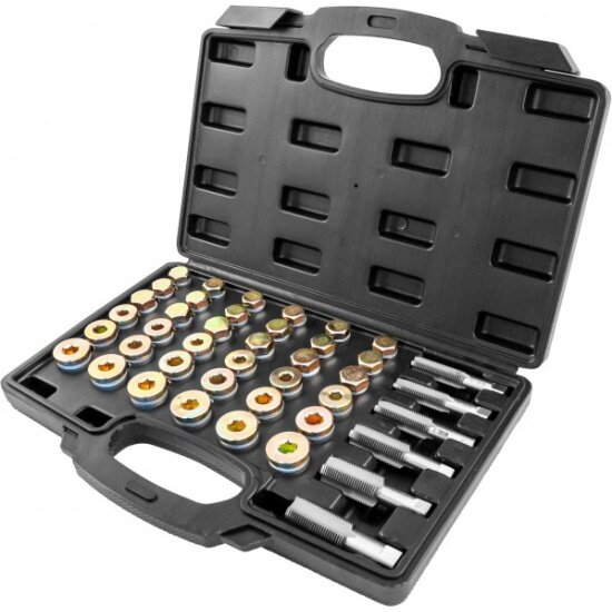 Набор для восстановления резьбы маслосливных отверстий Thorvik ODPRK1322, М13-М22, 114 предметов