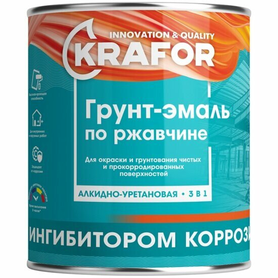 Грунт-эмаль по ржавчине 3 в 1 Krafor , алкидная, глянцевая, 5,5 кг, желтая