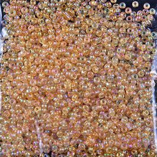 Бисер AS-162 светло-золотой перламутровый разноцветный прозрачный (11/0) 2.1 мм 20 г, цена за 1 уп.