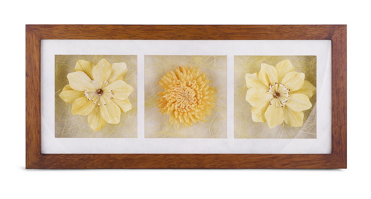 Панно настенное цветы из сухоцветов в деревянной рамке со стеклом