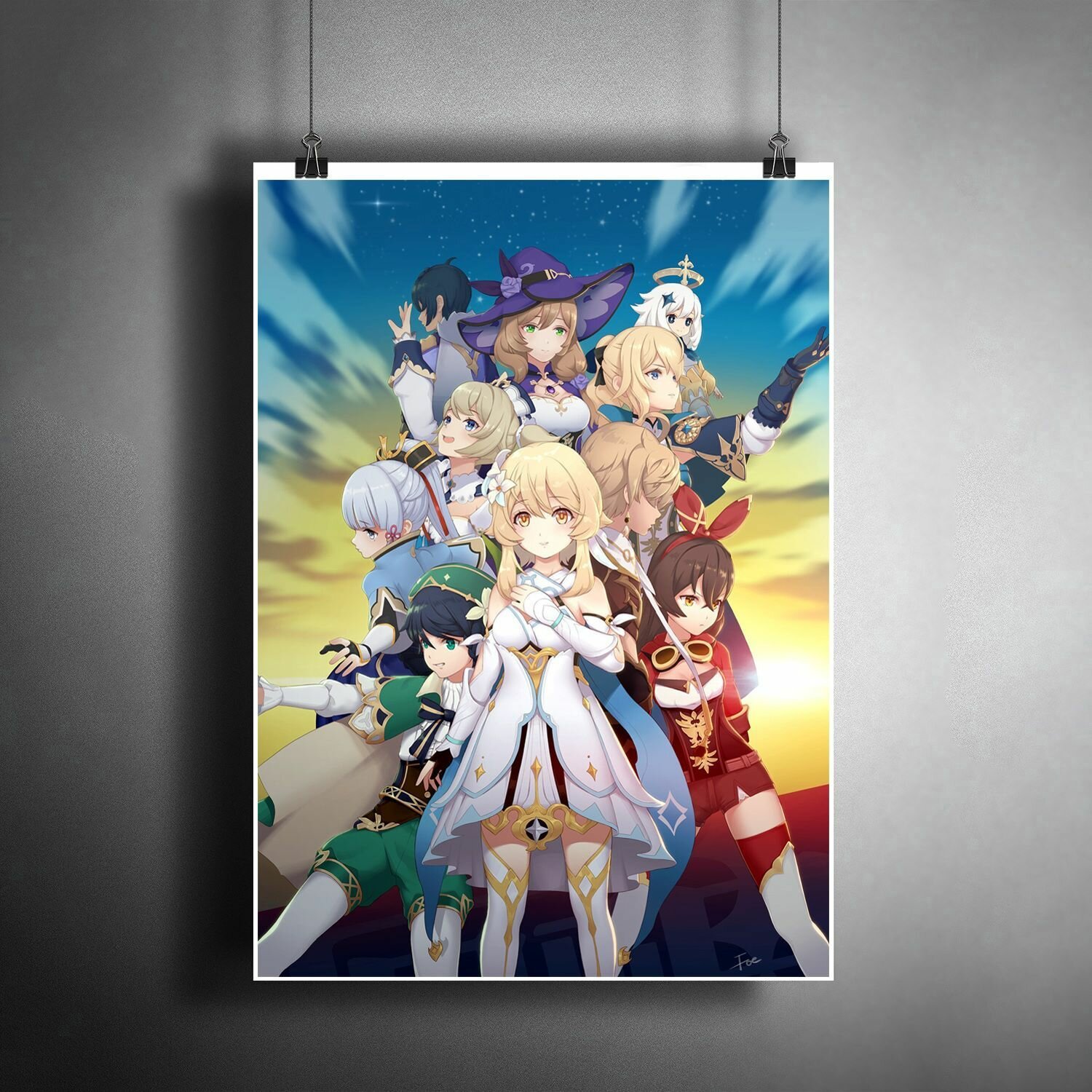 Постер плакат для интерьера "Аниме, манга: Геншин импакт (Genshin Impact)" / Декор дома, офиса, комнаты, квартиры, детской A3 (297 x 420 мм)