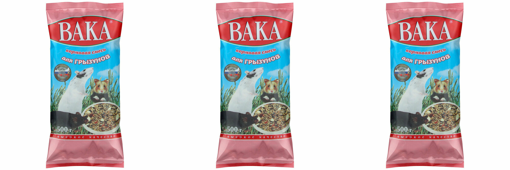 Вака Корм для грызунов 500г,3 шт