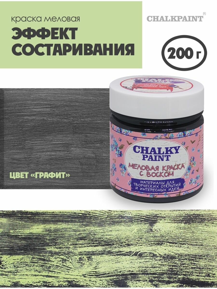 Краска для мебели Chalky Paint с воском, меловая, графит, 200 г