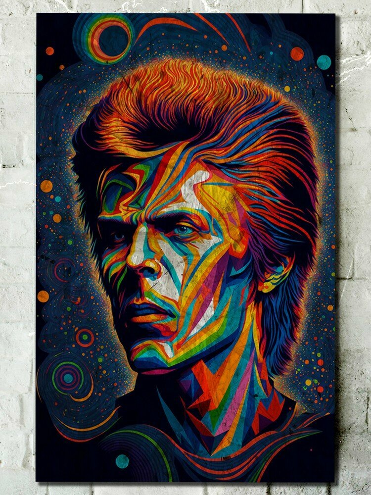 Картина интерьерная на рельефной доске ОСП музыка Дэвид Боуи - 1752