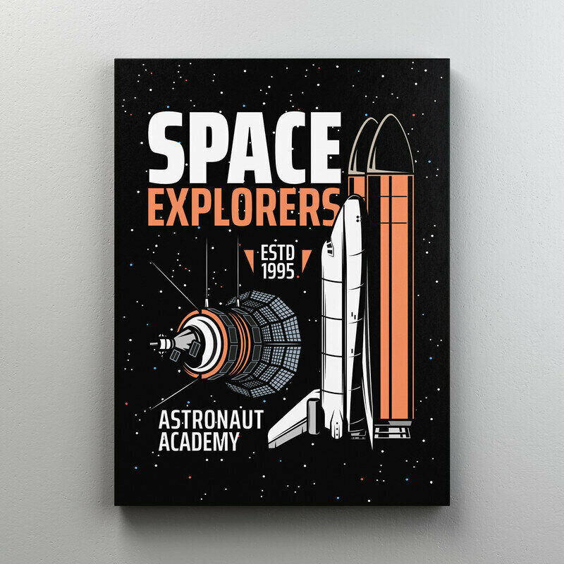 Интерьерная картина на холсте "Винтажный постер - космическое исследование" размер 45x60 см
