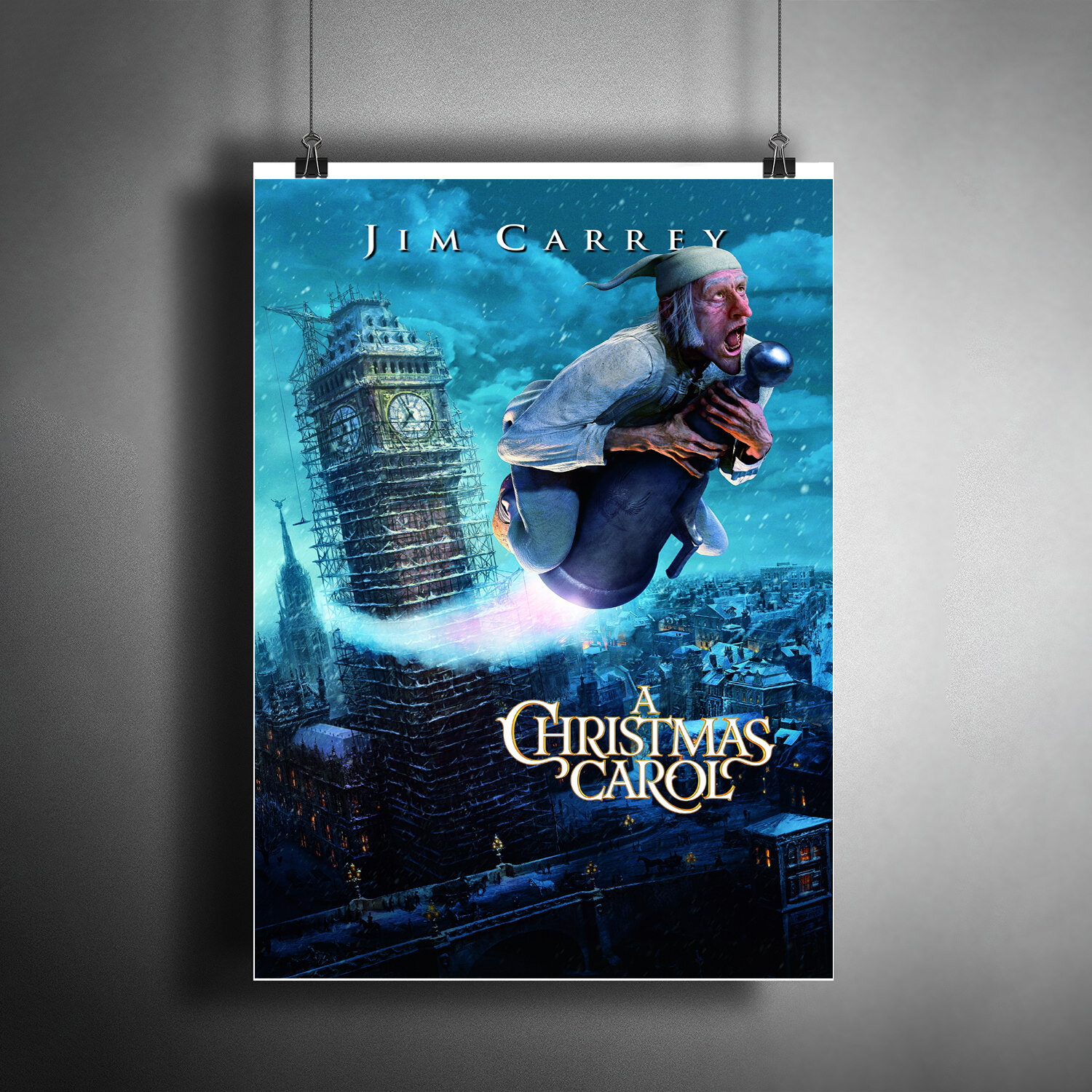 Постер плакат для интерьера "Новогодний фильм: Рождественская история. Актёр Джим Керри"/ A3 (297 x 420 мм)