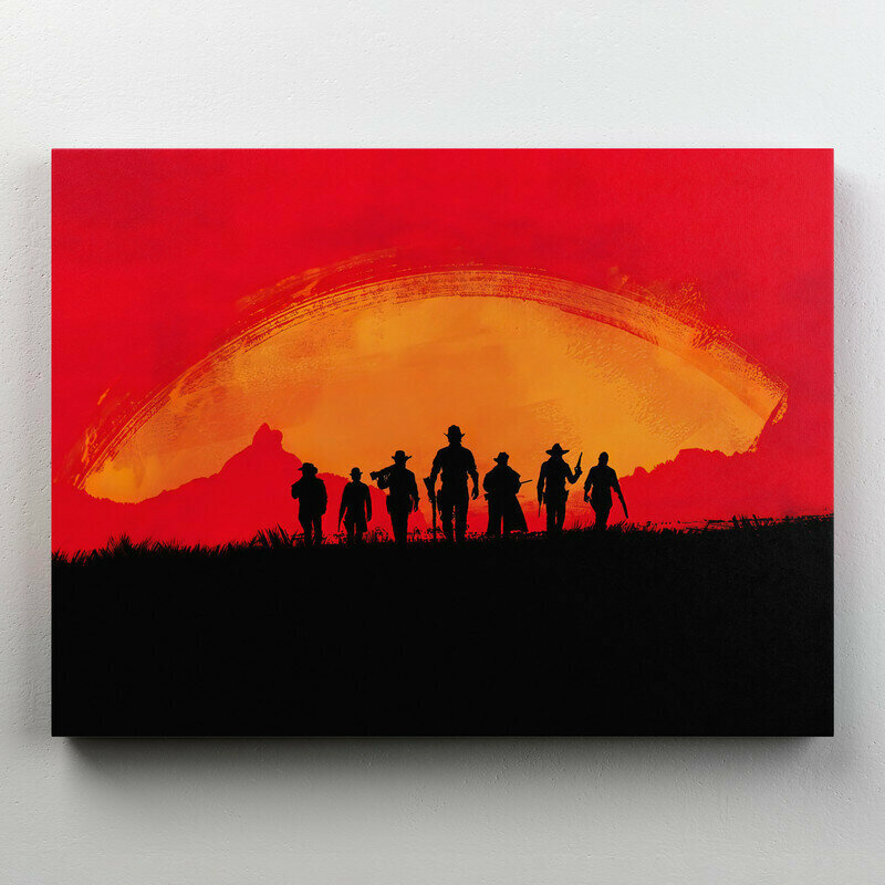 Интерьерная картина на холсте "Red dead redemption - дикий запад, вестерн арт" размер 30x22 см