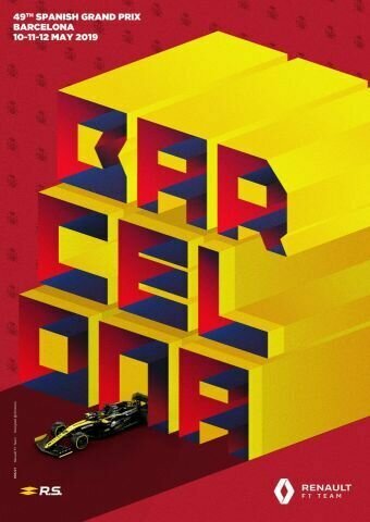 Плакат, постер Renault-Barcelona-Рено-Барселона на бумаге, размер 60х84см