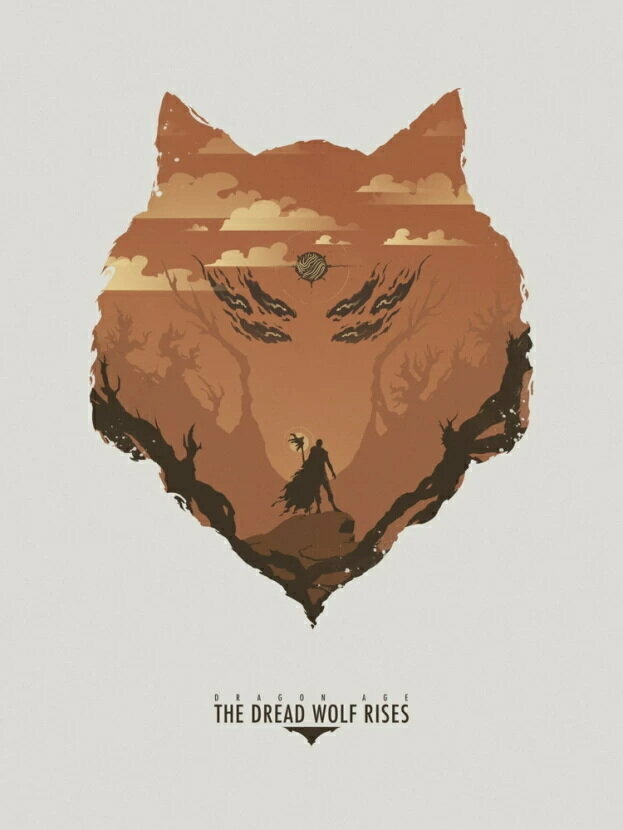 Плакат, постер Dragon Age-The dread wolf rises на бумаге, размер 21х30см