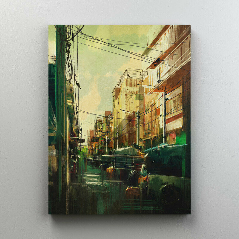 Интерьерная картина на холсте "Городской пейзаж" размер 22x30 см