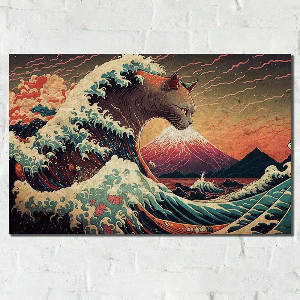 Картина интерьерная на рельефной доске ОСП большая волна - 1702