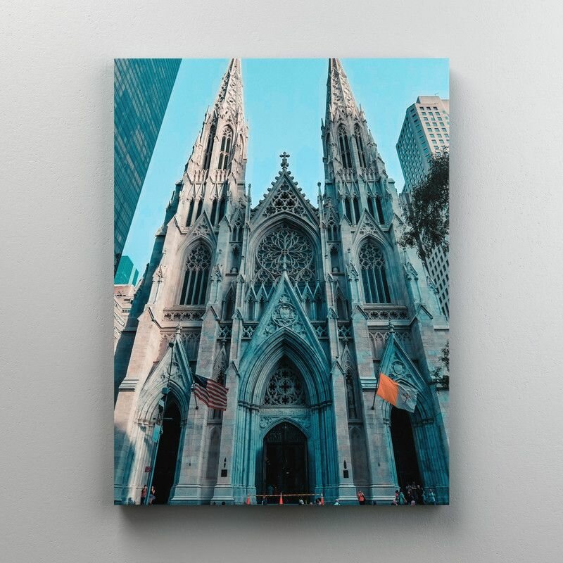Интерьерная картина на холсте "Собор Святого Патрика - католический храм в Нью-Йорке" размер 45x60 см