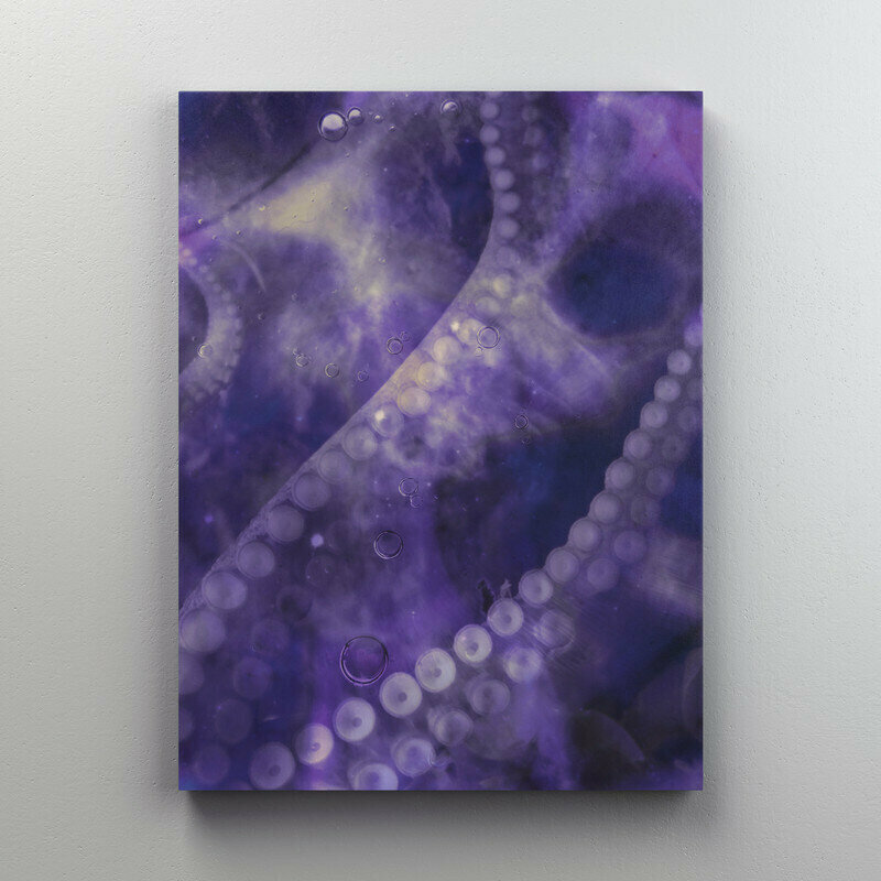 Интерьерная картина на холсте "Фиолетовые щупальца осьминога" размер 22x30 см