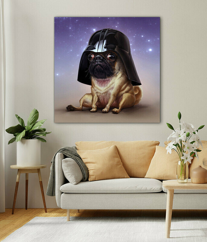 Интерьерная картина на холсте "Мопс Дарт Вейдер - Звездные войны" размер 60x60 см