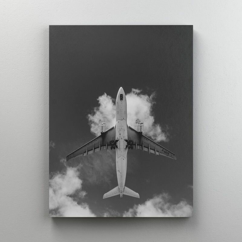 Интерьерная картина на холсте "Пассажирский самолет в небе" размер 22x30 см