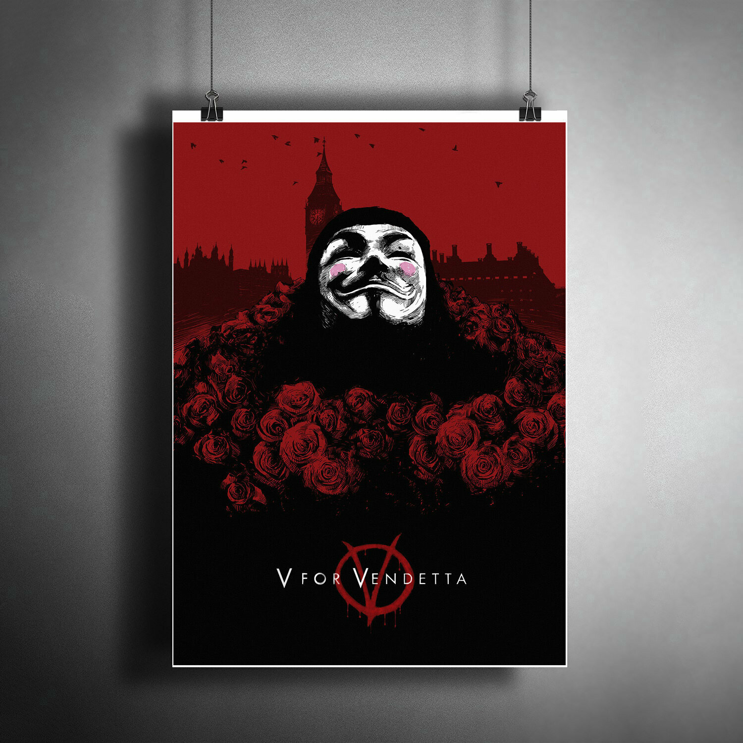 Постер плакат для интерьера "Фильм: "V" значит Вендетта. Актриса Натали Портман" / A3 (297 x 420 мм)