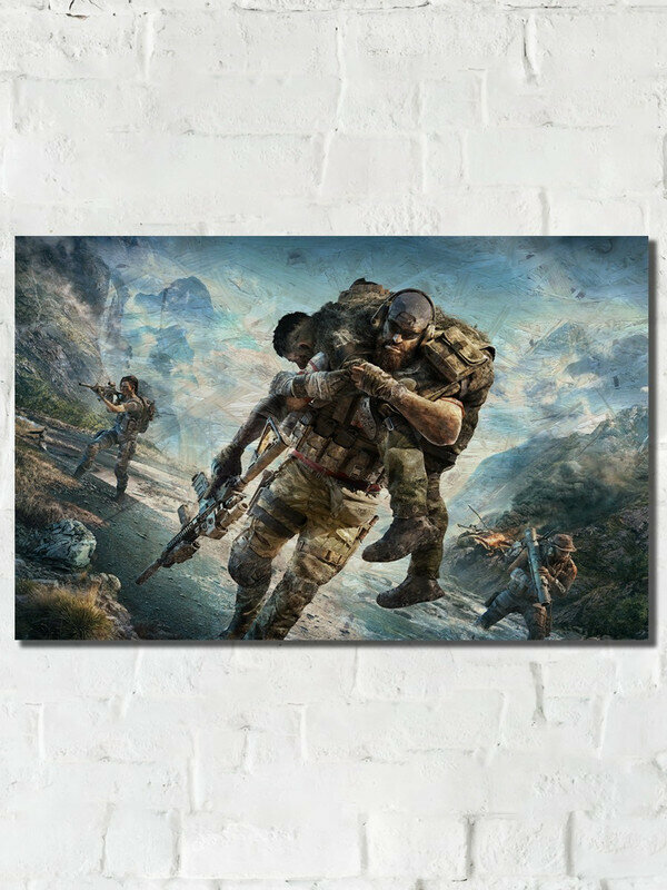 Картина интерьерная на рельефной доске, размер 47х30, материал ОСП игра Tom Clancy's Ghost Recon Breakpoint - 11035 Г