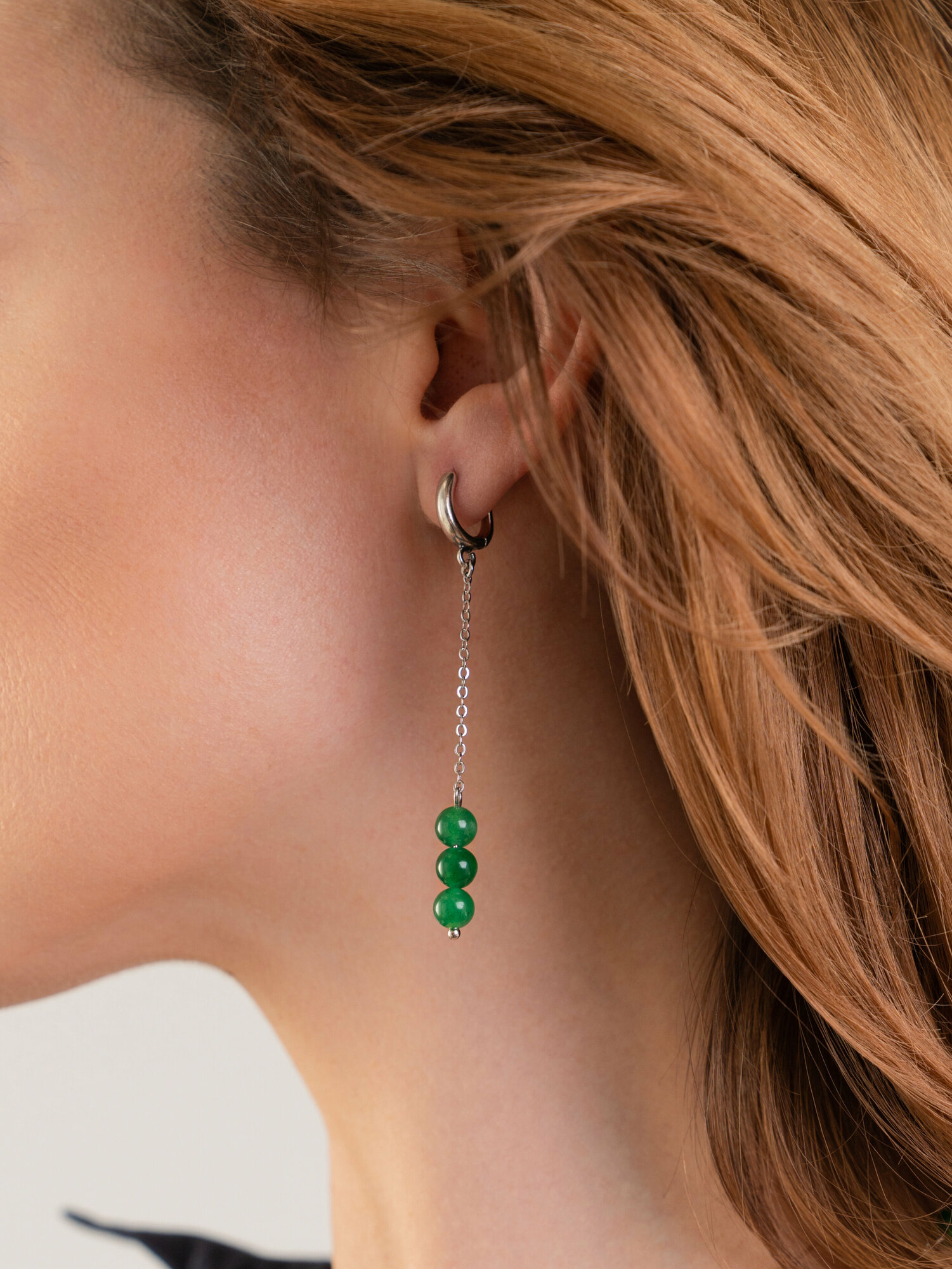 Серьги, жадеит