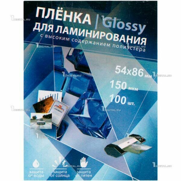 Плёнка для ламинирования Bulros 54x86 мм, 150 мкм, глянцевая, 100 шт.