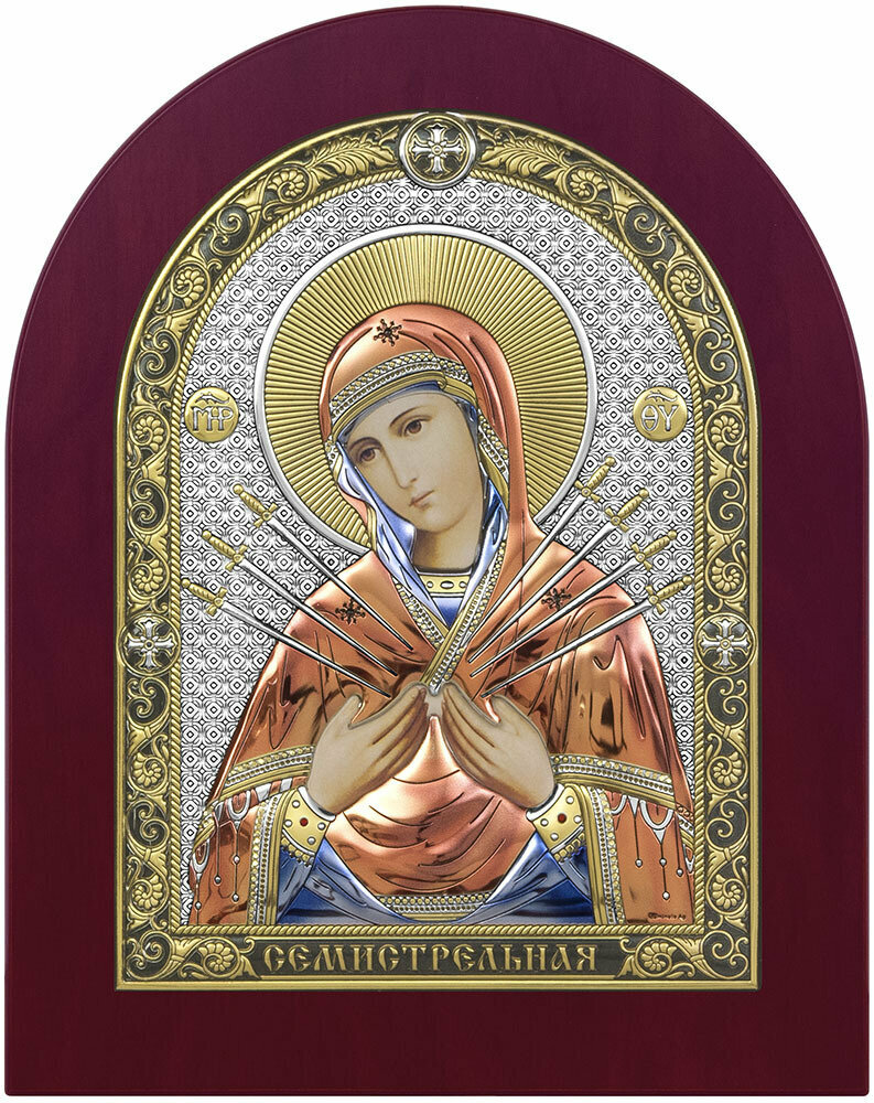 Икона "Семистрельная" Божией Матери, 14x12 см, Италия, Beltrami, 6395/2CW