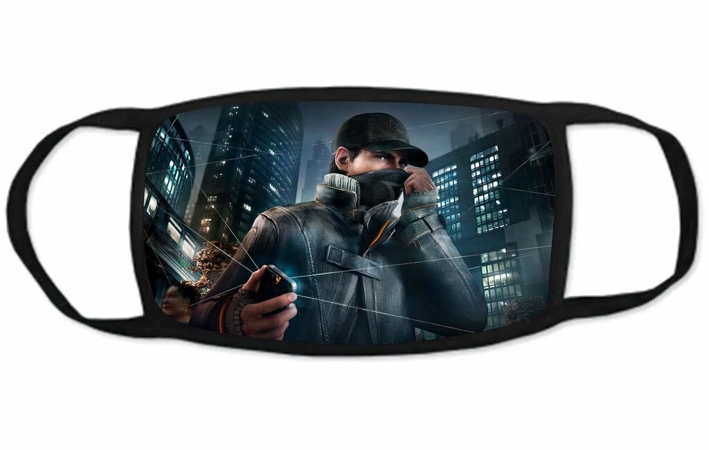 Маска защитная тканевая на лицо Watch Dogs, Сторожевые псы №8, Взрослая - 20 на 12,5 см