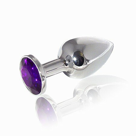 Анальная пробка Any Silver Small Purple металл и стекло длина 7.5 см диаметр 2.7 см серебристо-фиолетовый кристалл