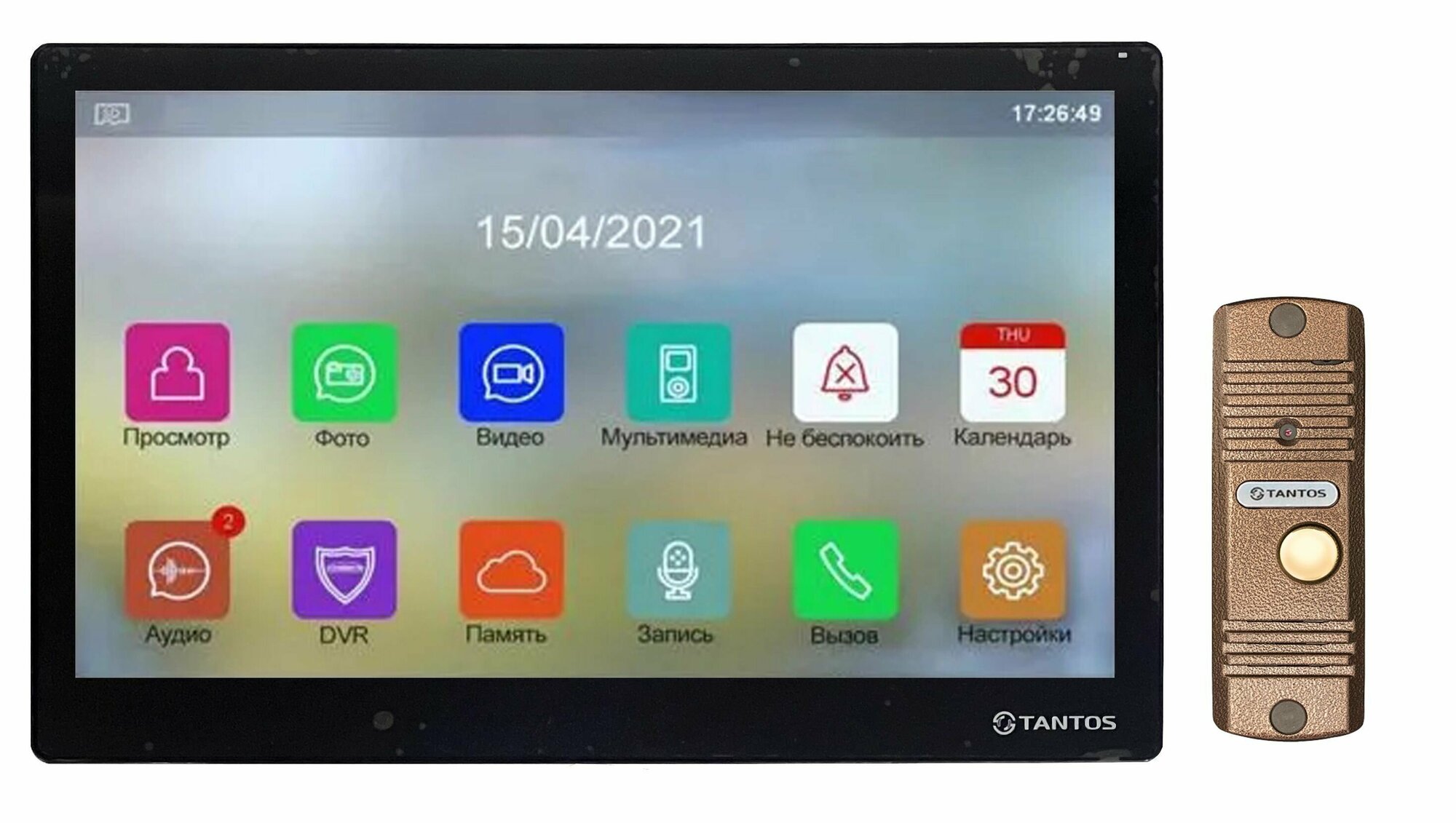 Tantos Stark HD SE (черный) и Walle HD (медь) (комплект многофункционального домофона HD 10")