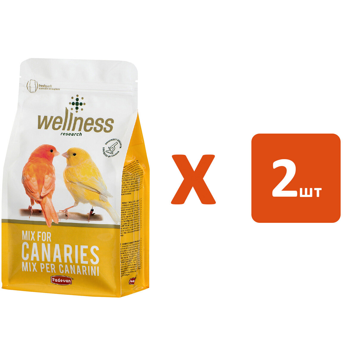 PADOVAN WELLNESS MIX FOR CANARIES корм для канареек (1 кг х 2 шт)