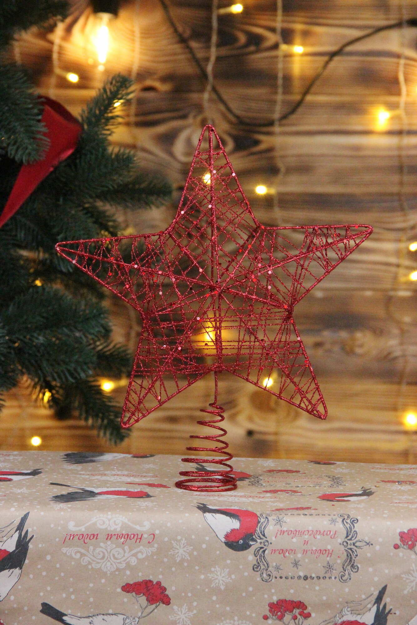 Верхушка на елку "Звезда" 23см красная