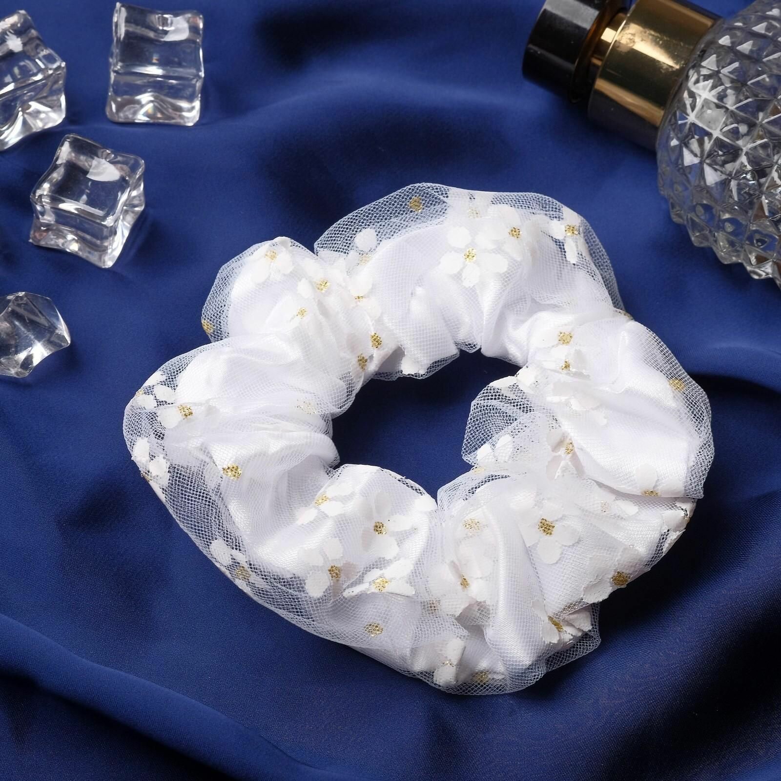 Резинка для волос Орбита нежность ромашки, 11 см, белый