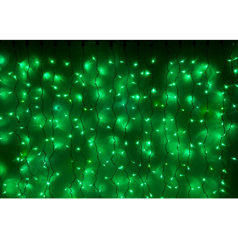 LED-XP-3725-3M-230V-S (зеленые светодиоды/черный провод), Flash. Светодиодный занавес 2*3м. Flesi