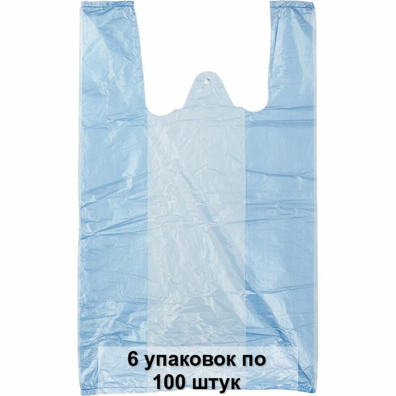 Пакет-майка 25+12х45 см, ПНД, 10 мкм, цветной, 100 шт, 6 уп