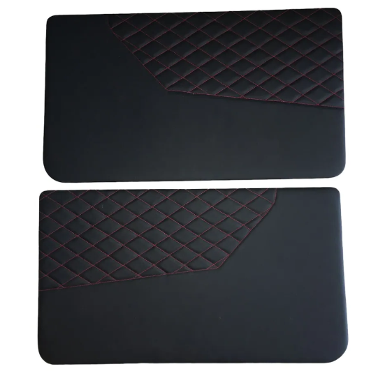 Дверные карты , обшивка двери ВАЗ 2101-2107 экокожа ромб ( красная строчка )