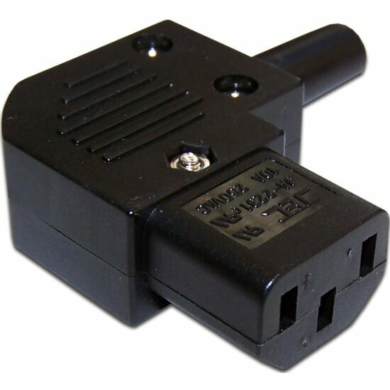 Вилка Lanmaster IEC 60320 C13, 10A, 250V, угловая, разборная, черная
