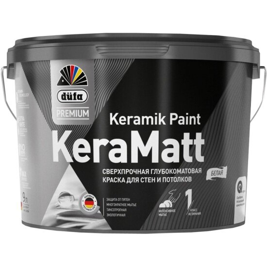 Краска для стен и потолков сверхпрочная Dufa Premium KeraMatt Keramik Paint глубокоматовая база 1 2,5 л