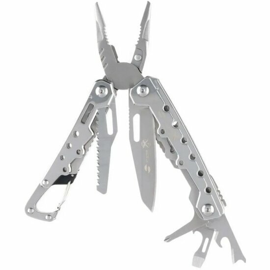 Мультитул Stinger 105x40 мм, 12 функций, сталь, серебристый, в комплекте нейлоновый чехол