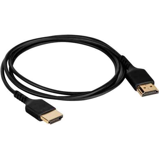 Кабель HDMI Wize WAVC-HDMIUS-1.8M, v.2.0, 19M/19M, 4K/60 Hz 4:4:4, 36 AWG, HDCP 2.2, ультратонкий, позол. разъемы, черный, 1.8м