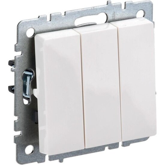 Выключатель Iek 3-кл. СП BRITE ВС10-3-0-БрБ 10А белый, BR-V30-0-10-K01