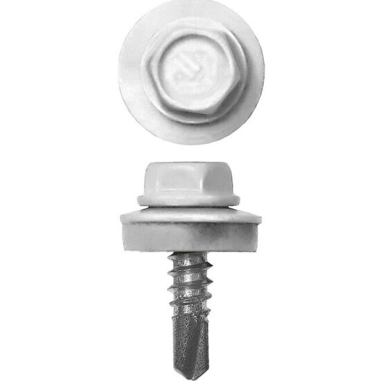 Саморезы СКМ Зубр кровельные, RAL 9003 белый, 19 x 5.5 мм, 2 500 шт, для металлических конструкций, Профессионал 4-300310-55-019-9003