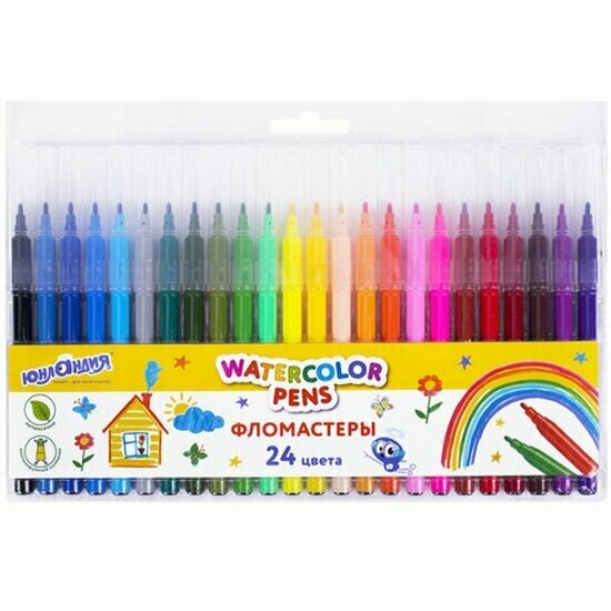 Фломастеры Юнландия 24 цвета "классные!", вентилируемый колпачок, ПВХ, 152480