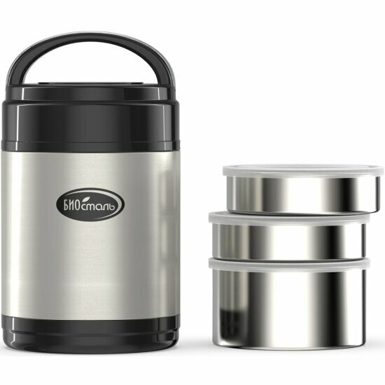 Термос для еды Biostal с 3-мя метал. контейнерами, 1,8 л
