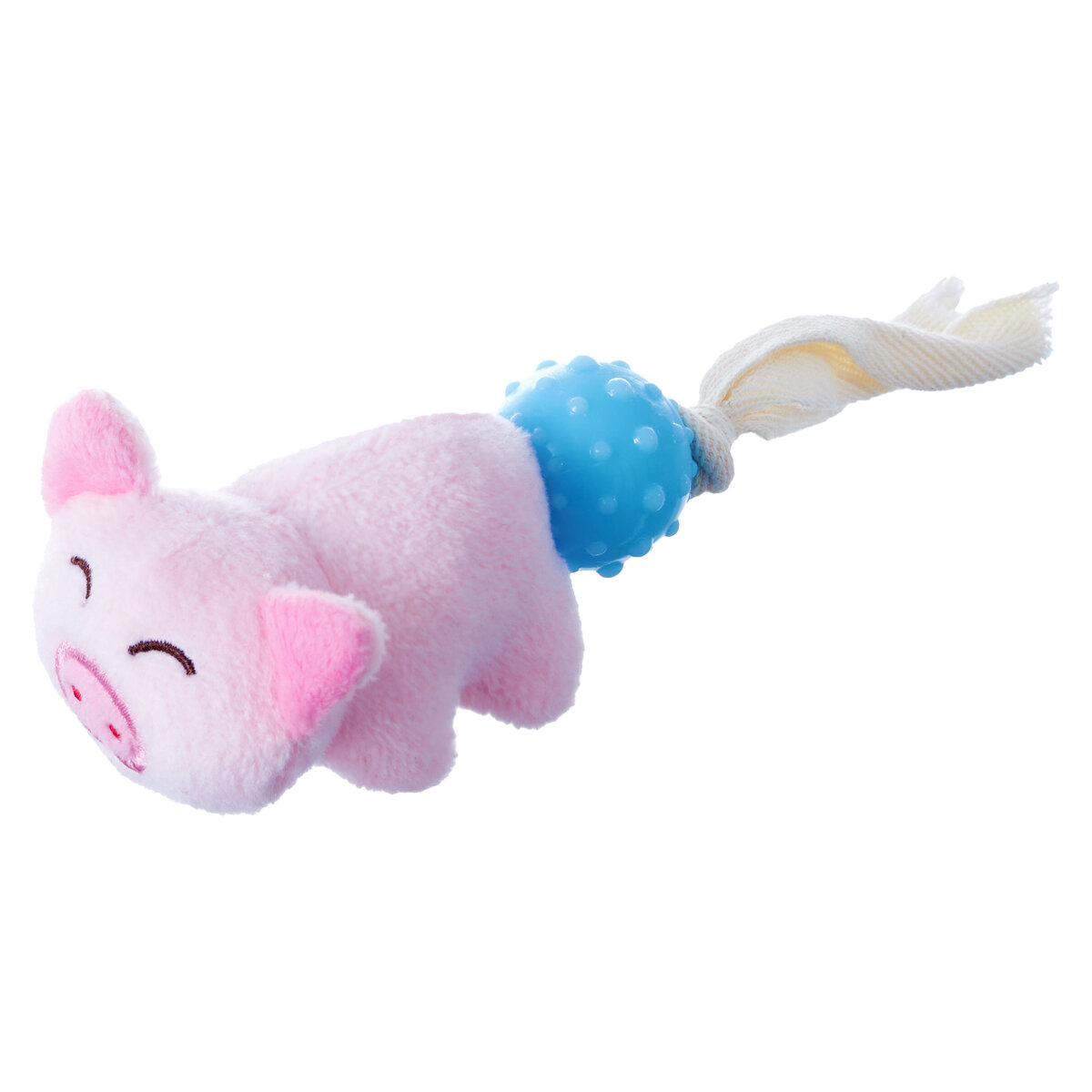 Игрушка для маленьких пород собак и щенков "Поросёнок с мячом TRP, с веревками", 17 см, Zoo One, P-108