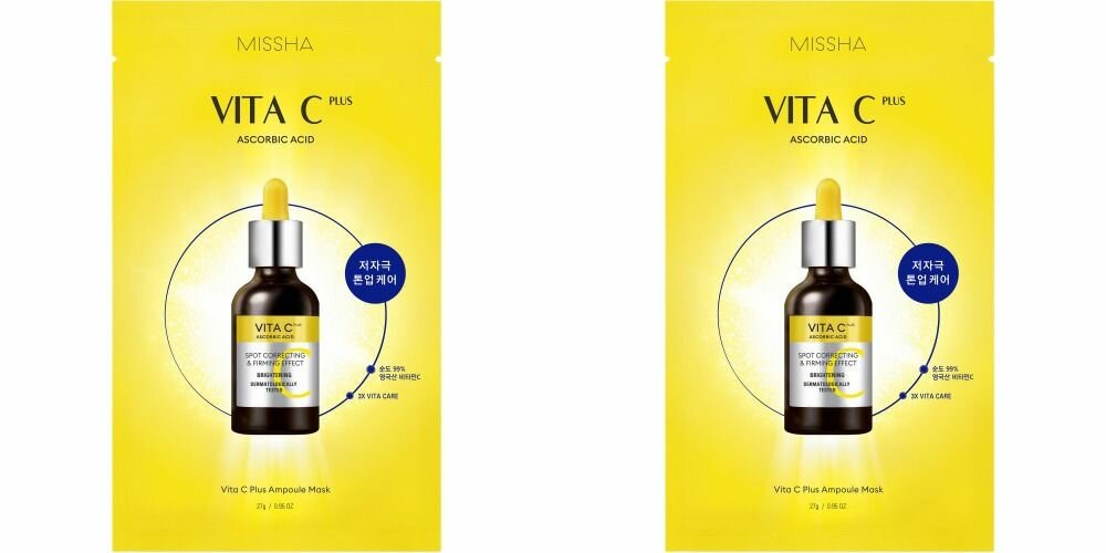 Missha Маска для лица Коррекция пигментации, с витамином С, 30 мл, 1 шт, 2 уп