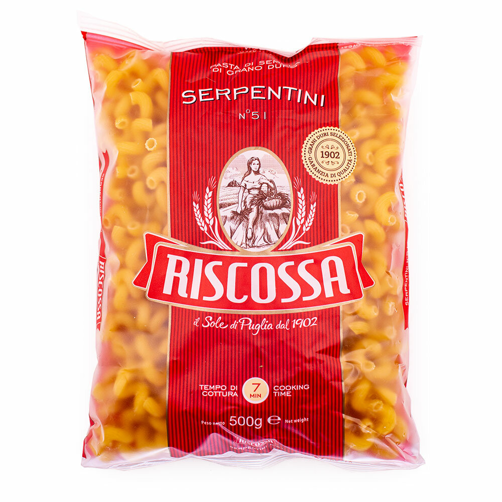 Серпентине №51, паста из твердых сортов пшеницы, RISCOSSA, 0,5 кг