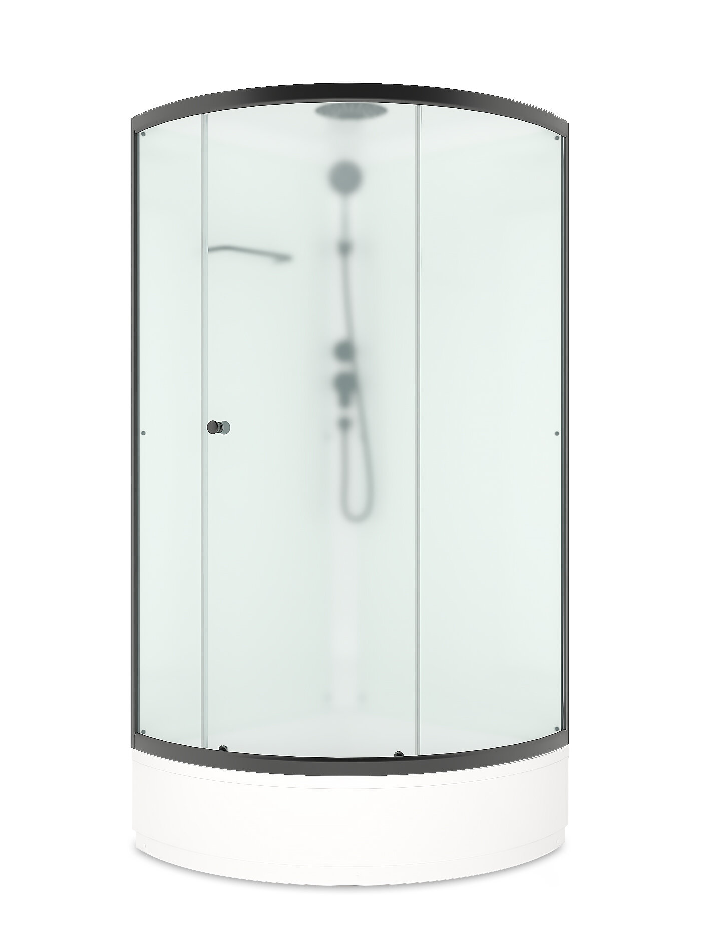 Душевая кабина Domani-Spa Simple 99 mid Black accents, средний поддон, белые стенки, профиль Graphite, стекло матовое