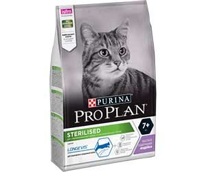 Сухой корм Pro Plan для стерилизованных кошек и кастрированных котов старше 7 лет индейка adult 7+ longevis 3кг