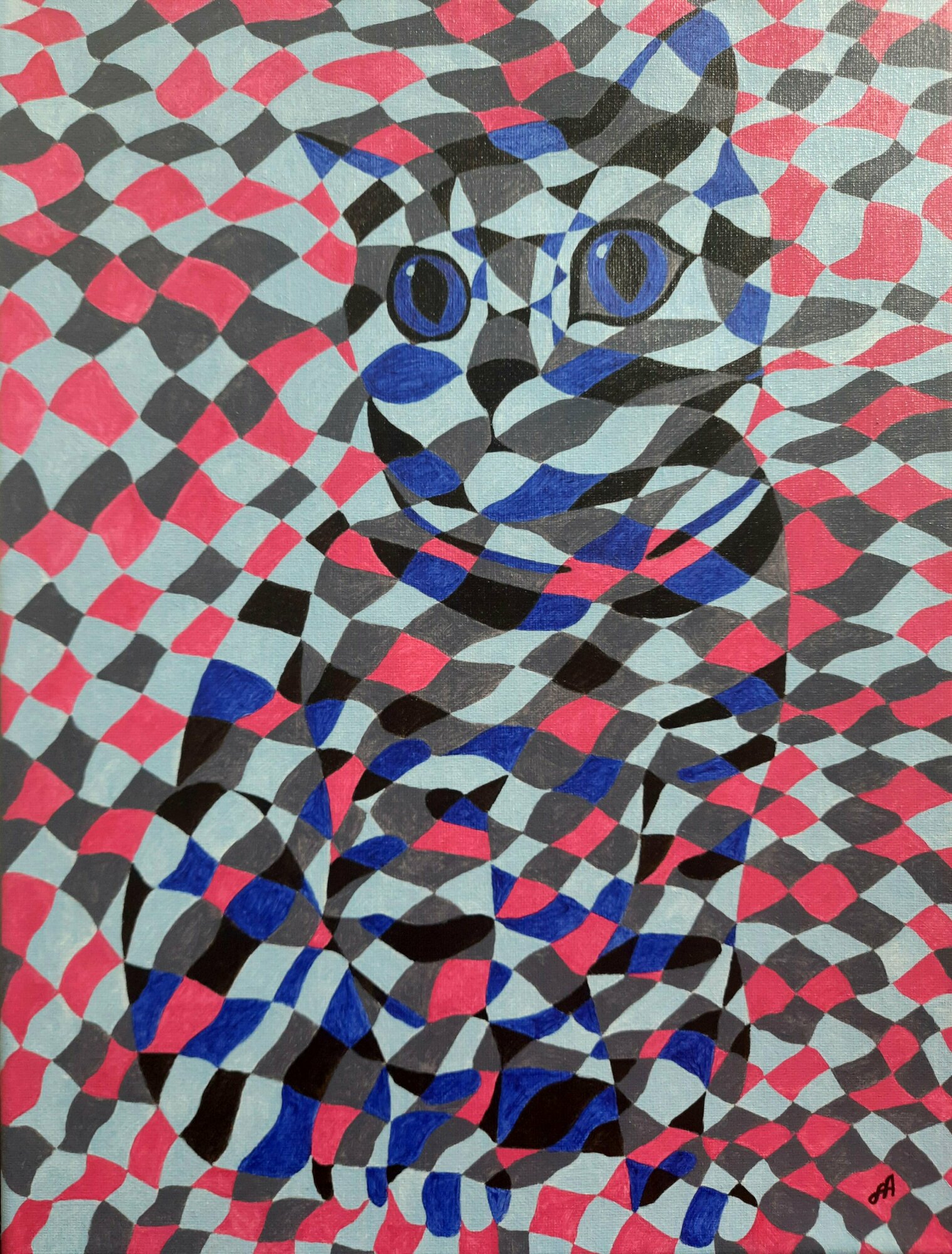 Картина на холсте "Холодный кот". Холст на подрамнике 30х40см. Авторская ручная работа. В единственном экземпляре.