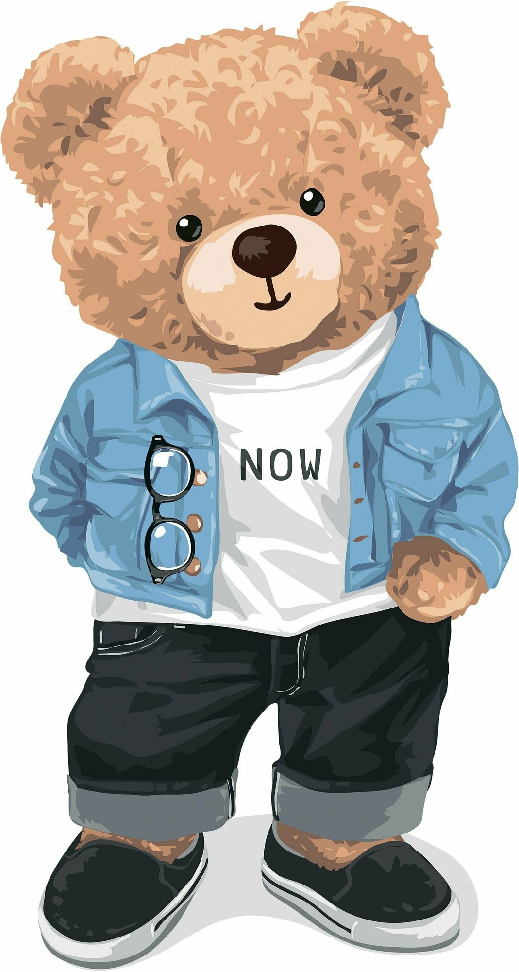 Термонаклейка для одежды "Мишка в джинсовке", термотрансфер, 10,5х20 см