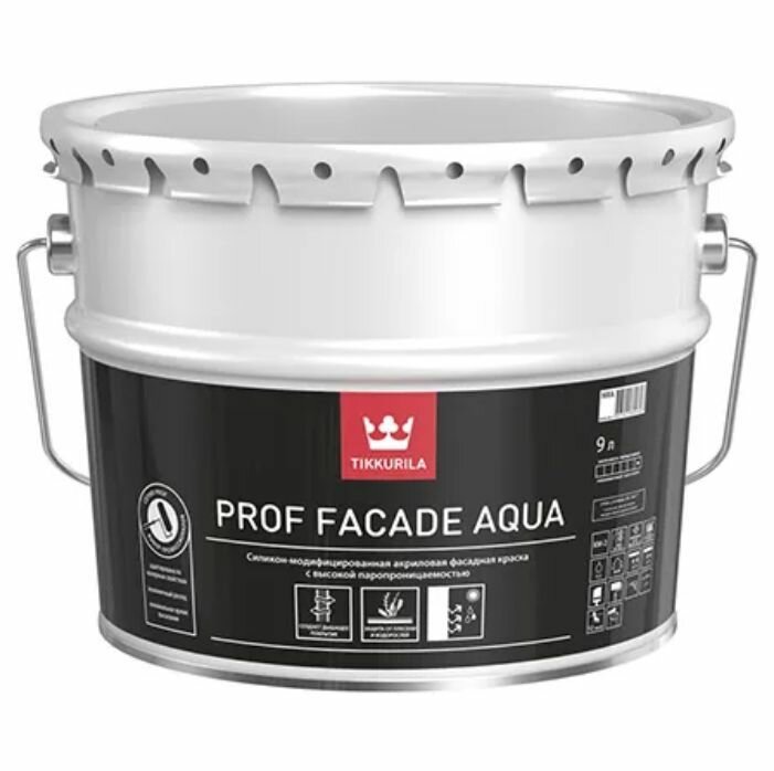 TIKKURILA PROF FACADE AQUA краска фасадная, силикон модифицированная, глубоко матовая, база С (9л)