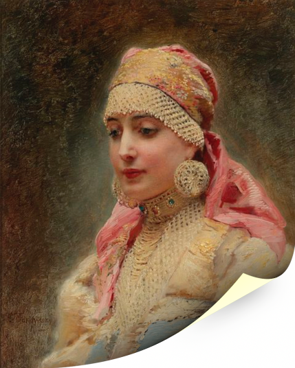 Картина для интерьера "Портрет боярыни", художник Маковский Константин Егорович, печать на холсте (40х50 см / без подрамника)